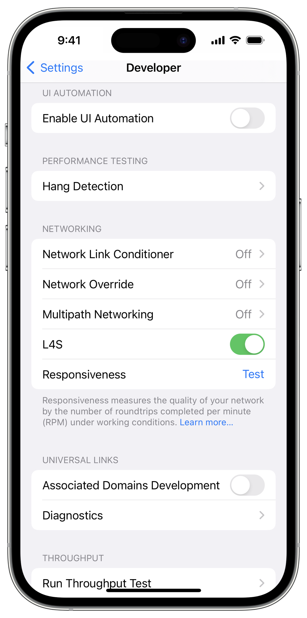 Testing and Debugging L4S in Your App | Apple Developer Documentation