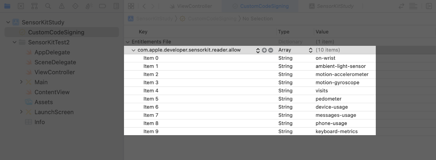 Configuring Your Project For Sensor Reading Apple Developer Documentation