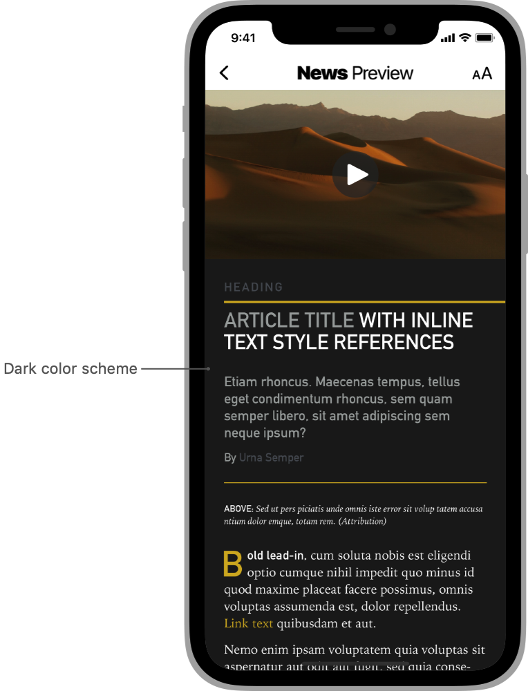 Giving the Article a Dark Color Scheme | Apple Developer Documentation