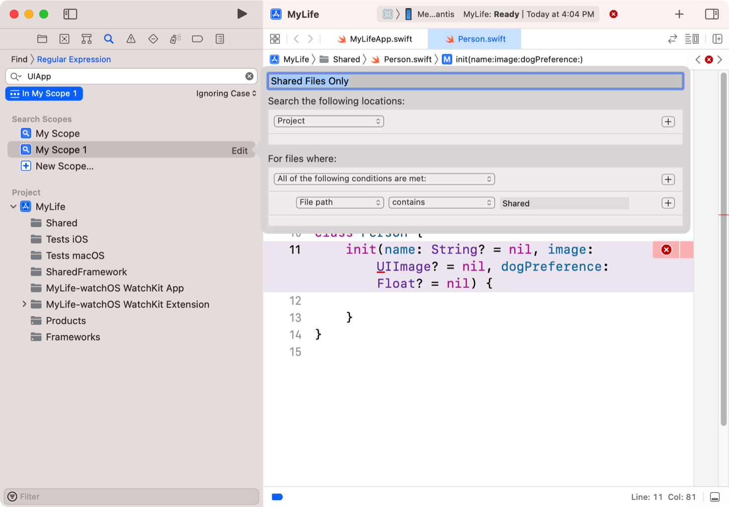 Finding and replacing content in a project | Apple Developer Documentation