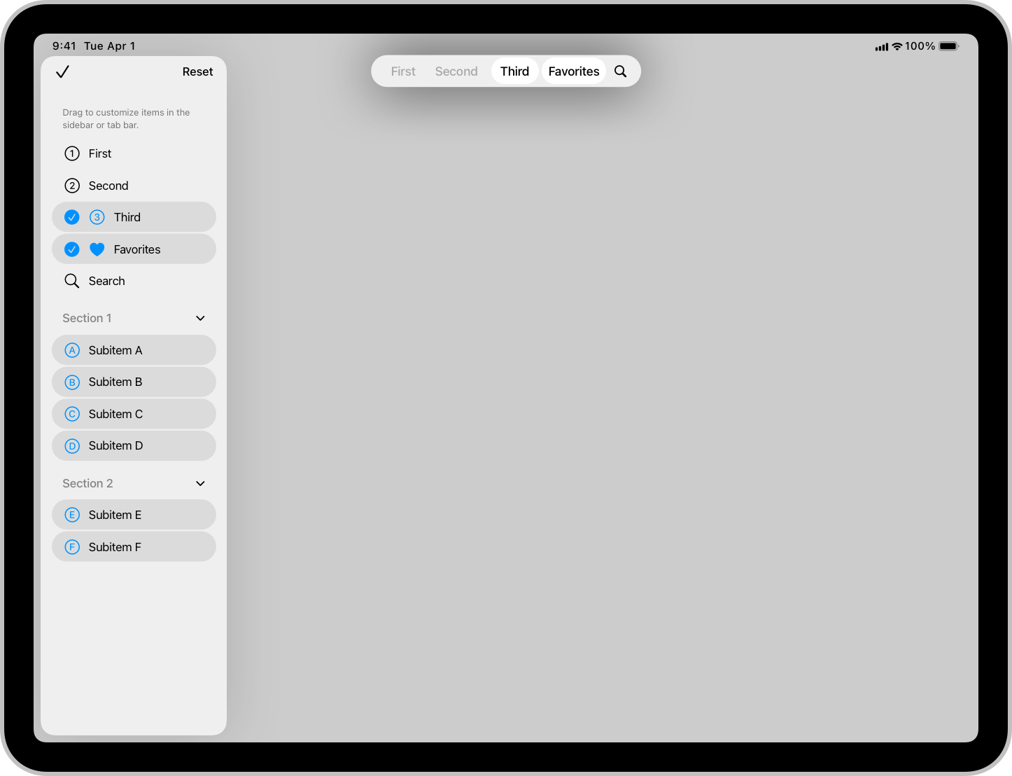 Elevating your iPad app with a tab bar and sidebar | Apple Developer Documentation