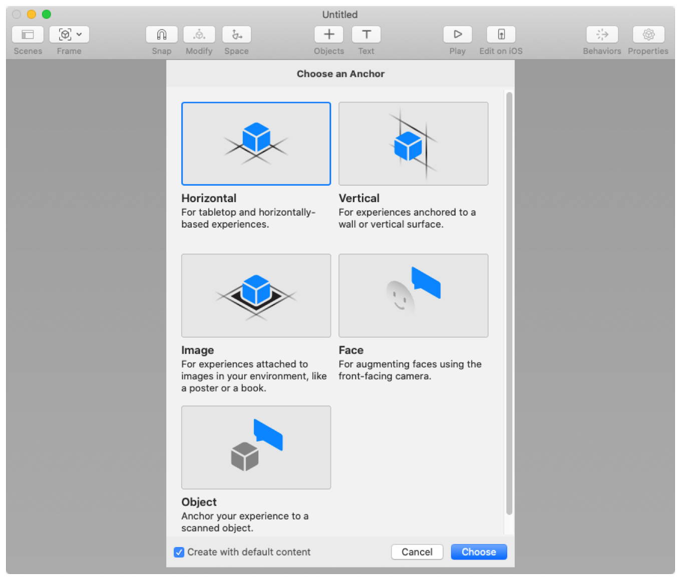 Selecting an anchor for a Reality Composer scene | Apple Developer Documentation