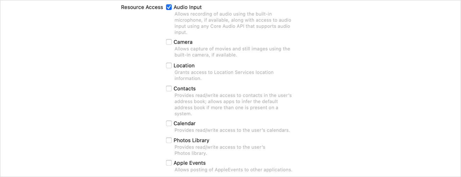 Configuring the hardened runtime | Apple Developer Documentation