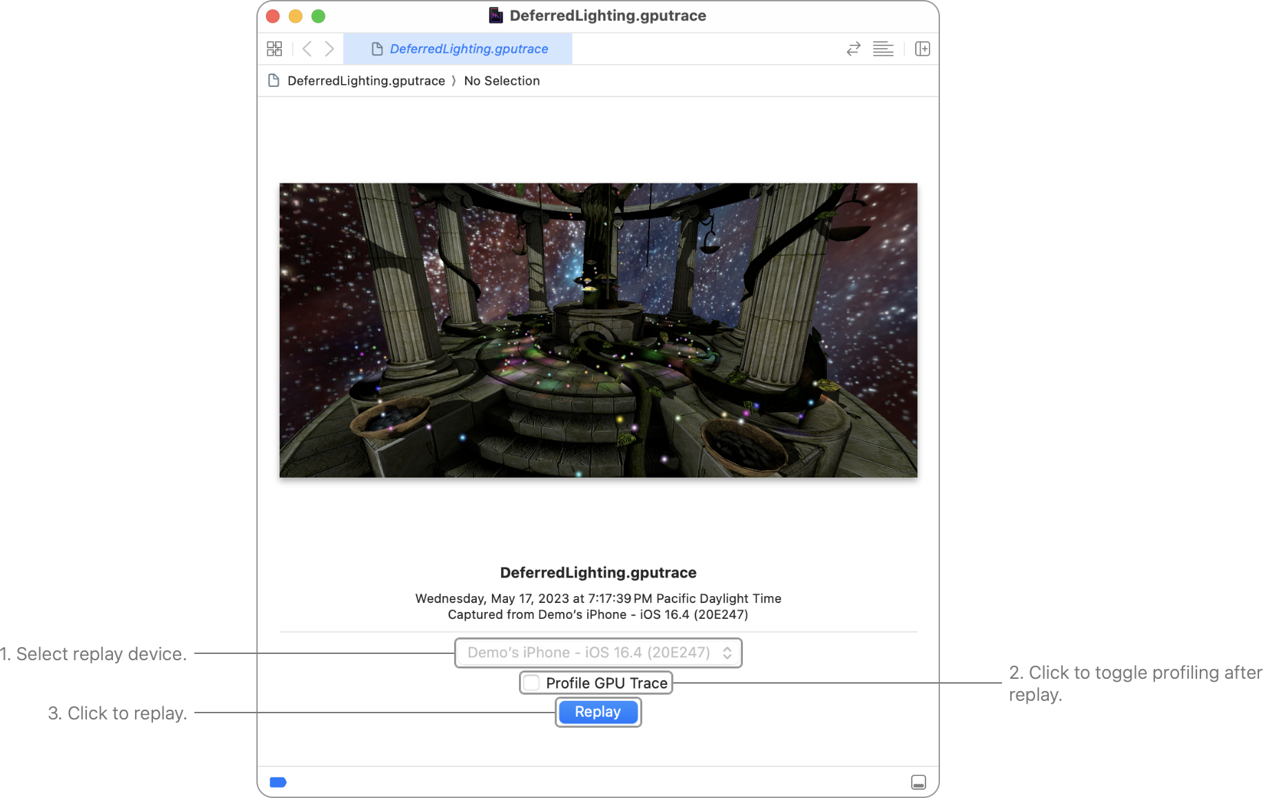 Replaying a GPU trace file | Apple Developer Documentation