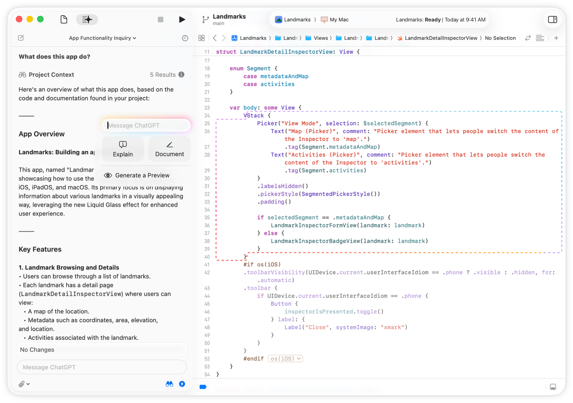 Writing code with intelligence in Xcode | Apple Developer Documentation
