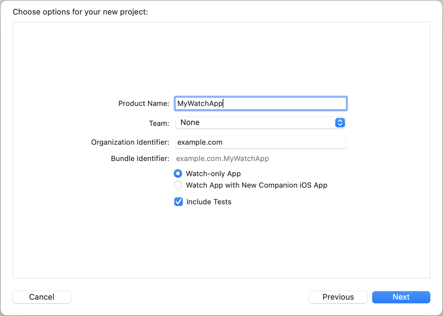 Setting up a watchOS project | Apple Developer Documentation