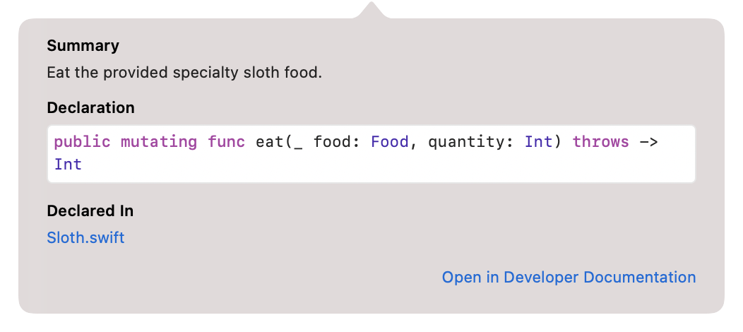 Writing Symbol Documentation In Your Source Files Apple Developer Documentation