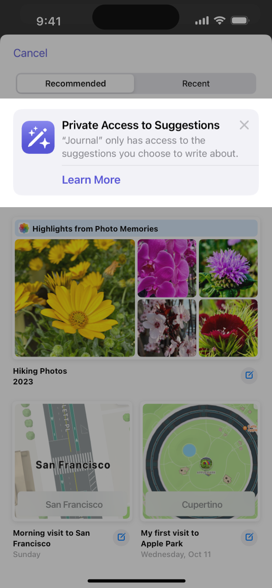 Presenting the suggestions picker and processing a selection | Apple Developer Documentation