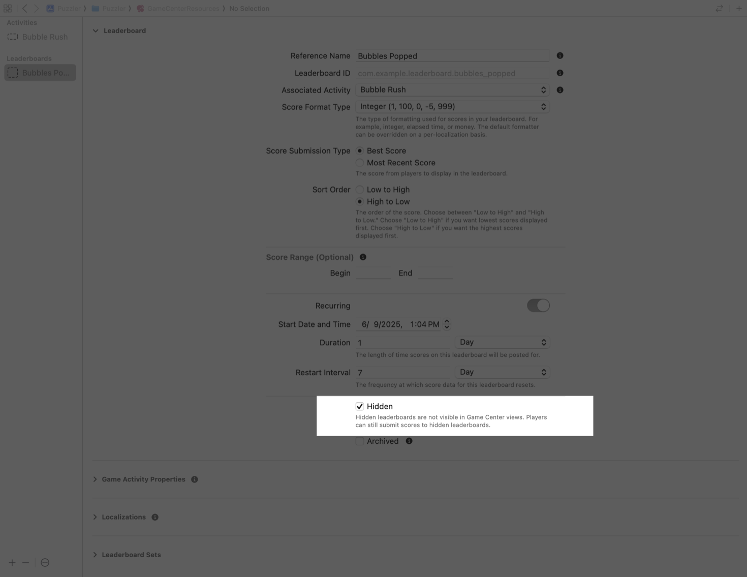 Choosing a leaderboard for your challenges | Apple Developer Documentation