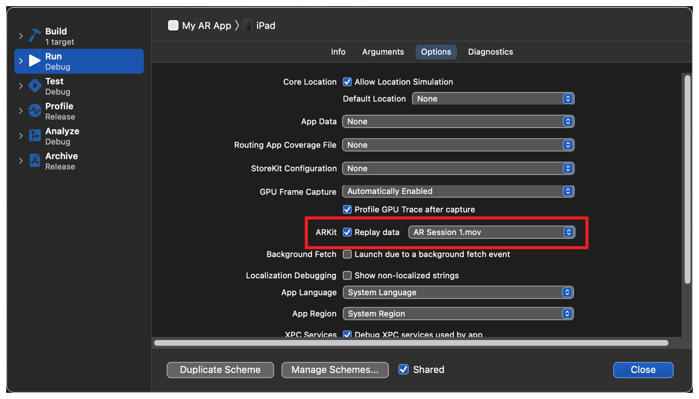 Recording and Replaying AR Session Data | Apple Developer Documentation