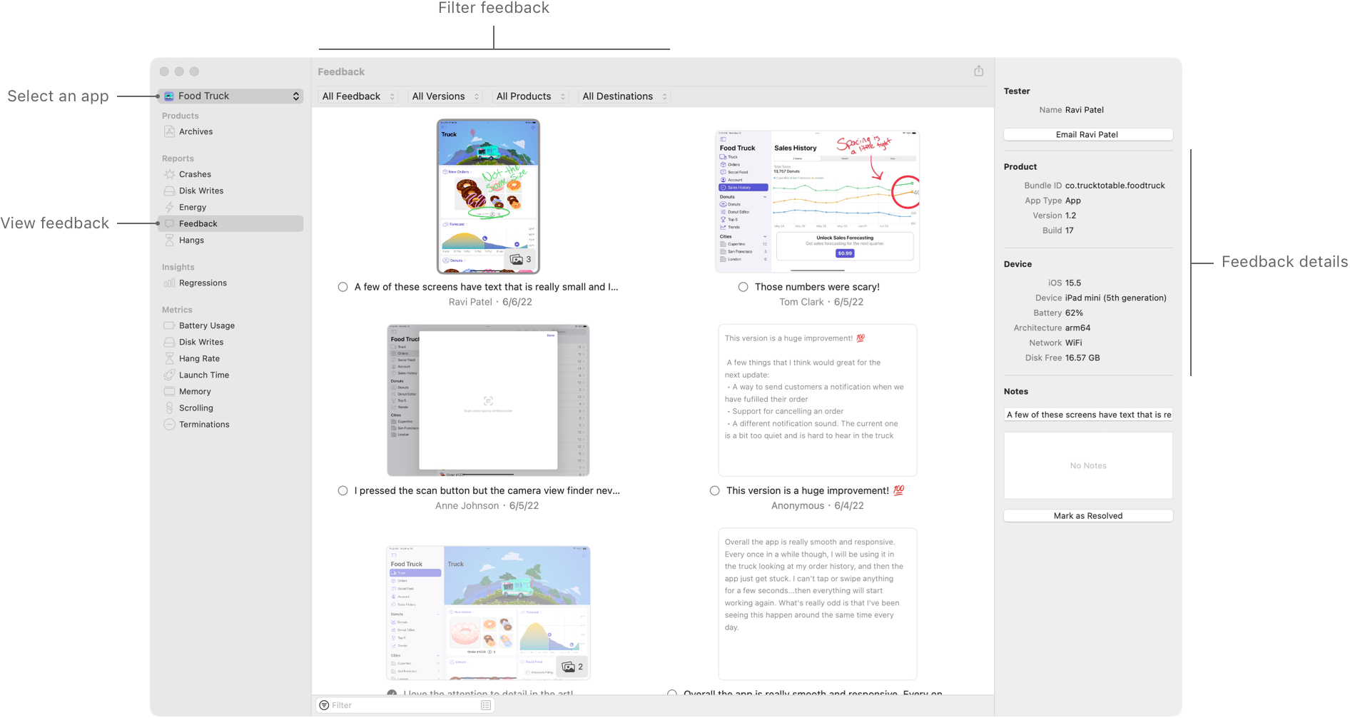 Viewing and responding to feedback from beta testers | Apple Developer ...