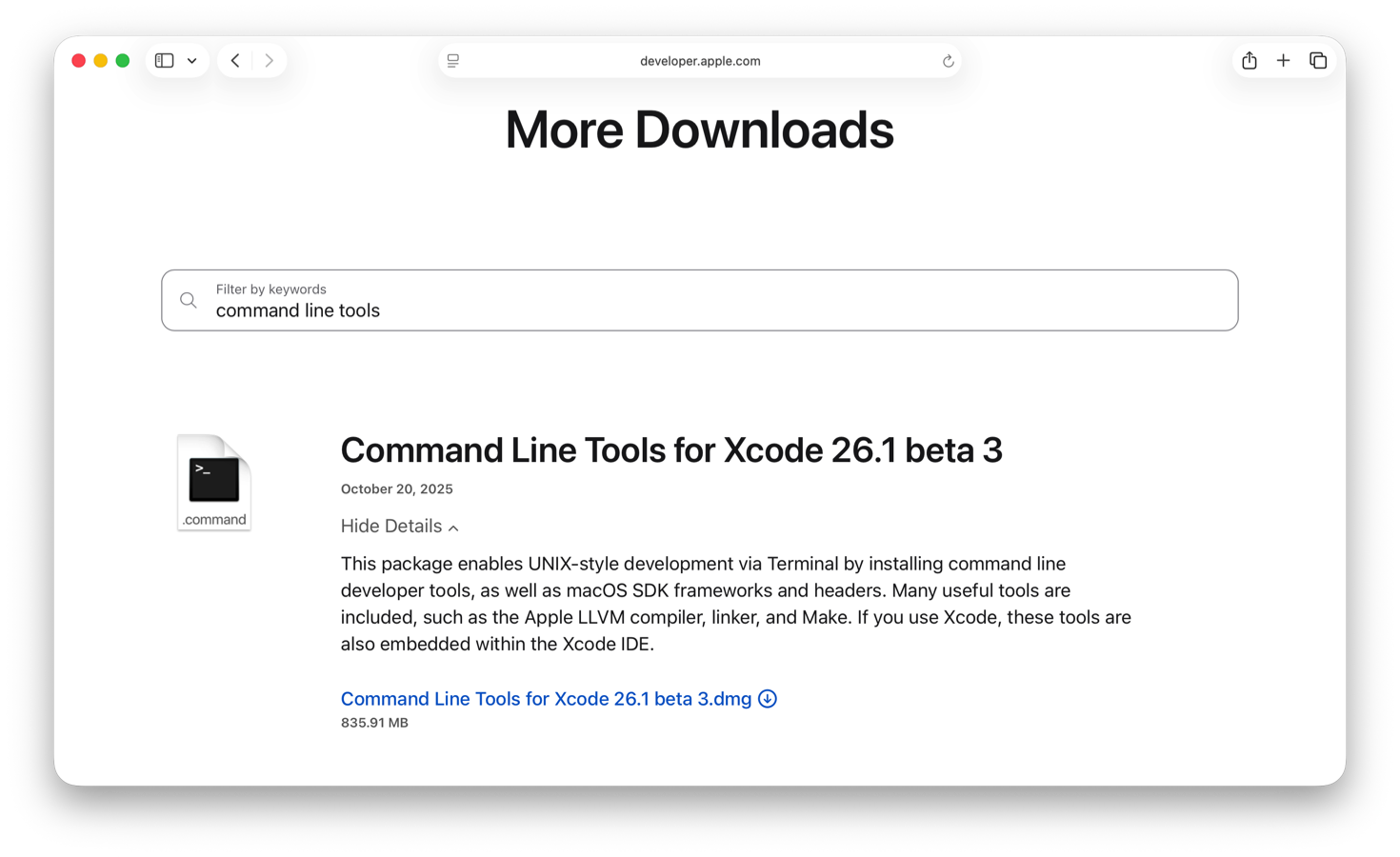Installing the command-line tools | Apple Developer Documentation